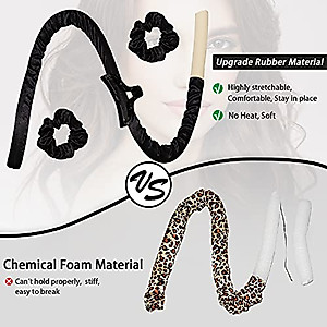 cobinaan Heatless Curling Rod Headband No Heat Hair Curlers for Long Hair Silk Curls You Can To Sleep In Overnight, Soft Rubber Hair Rollers, Curling Ribbon and Rods for Natural Hair (Black)