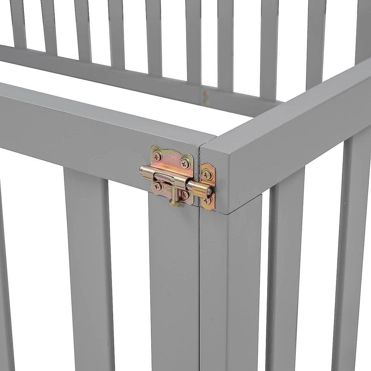 LZ LEISURE ZONE Full Size Platform Bed with Fence, Solid Wood Floor Bed Frame with Door, Full Size Daybed Fram, Gray