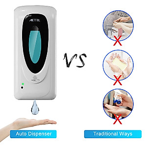 AETTL Touchless Automatic Foaming Hand Soap Dispenser Wall Mount, Motion Sensor Foam Liquid Refill Bottle Sanitizer Dispensing for Bathroom Kitchen Home Farmhouse Station 1306-s