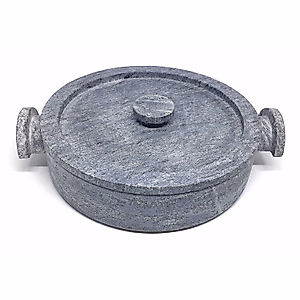 Cookstone 2.4 quarts saute pan and braiser | Handcrafted from a block of pure soapstone | Unique, durable and eco-friendly | Non-toxic and Non-stick | One time seasoning |THE GREEN ALTERNATIVE TO CAST