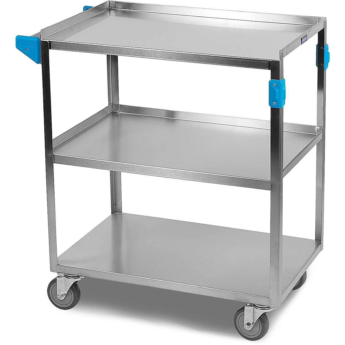 Carlisle FoodService Products Stainless Steel 3 Shelf Utility Cart, 18" x 17", Silver