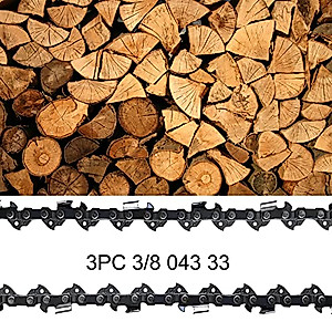Opuladuo 3PC 8 Inch Replacement Chain for RYOBI P4360 RY43160 P4361, 8 in. Pole Saw Chain for WORX WG349.9 WG349-3/8" - .043" - 33 DL