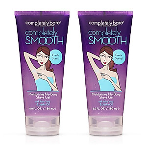 Completely Bare Completely Smooth Moisturizing No-Bump Shave Gel - All Natural, Aloe Vera, Jojoba Oil & Chamomile Prevents Irritation, Moisturize Dry Skin, Hypoallergenic, Vegan Formula 6oz, 2pck