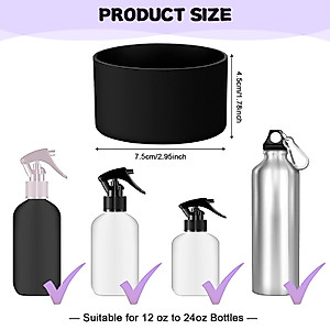 Honeydak 3 Pieces Silicone Sleeve Bottom Base Accessories for 16 oz Spray Bottles Anti Slip Cosmetic Spray Bottom Cover Washable Rubber Bottom Base for 12 to 24 oz Water Bottles (Black)