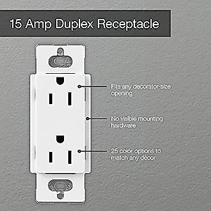 Lutron Claro 15 Amp Duplex Outlet, SCR-15-SW, Snow