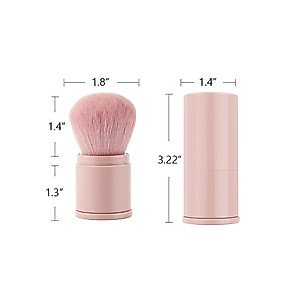Retractable Kabuki Foundation Brush Travel Face Blush Brush for Mineral Powder, Contouring, Cream (Black + Pink 2Pcs)
