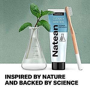 Natean Clean + Whiten Fluoride Whitening Toothpaste, Clean Mint - 4.7 Oz Tube