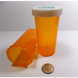 Plastic Prescription Vials/Bottles 6 Pack w/Caps Giant 40 Dram Size-New