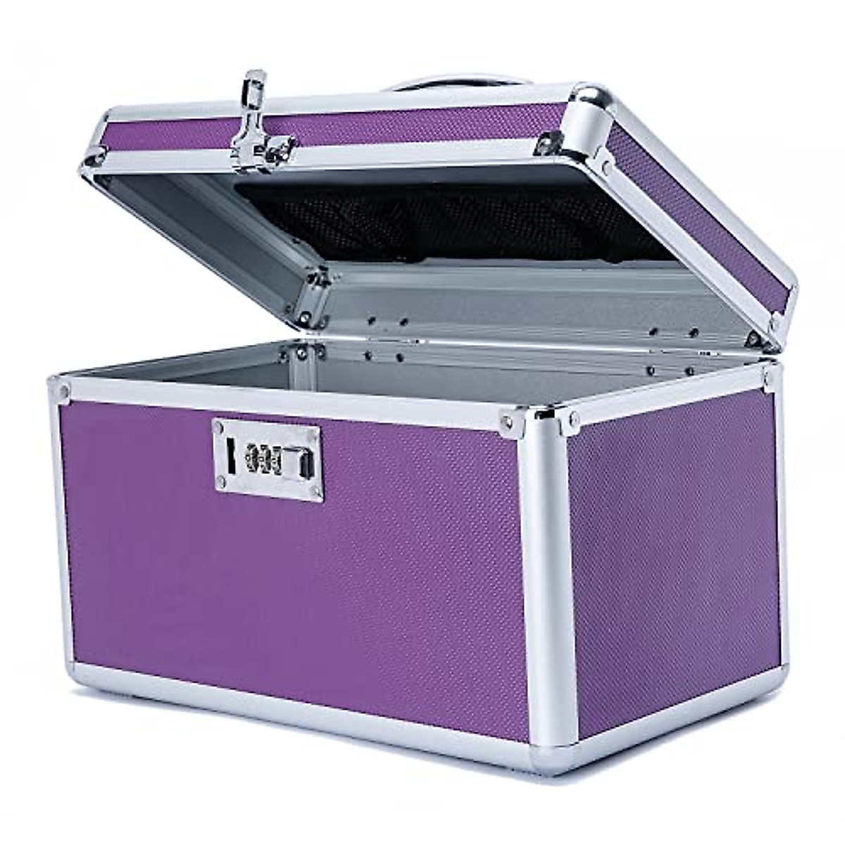 Combination Locking Medicine Box with Portable Storage Case，12.2''x 7.2''x 7.6'', Childproof Medication Lock Organizer，Lockbox for Secure Cash, Jewelry, ID Documents (Purple/Medium)