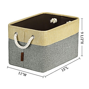 KITCSTI Fabric Storage Baskets for Shelves | Closet Storage Bins | Linen Cloth Baskets with Handle for Organizing