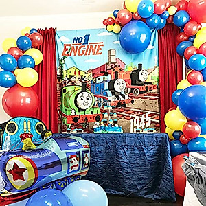 Train Birthday Party Supplies Set - Train Party Decorations with Railroad Balloons Garland,Train Birthday Banner,Train Balloons,Railway Cupcake Toppers for Steam Train Birthday Party,Baby Shower