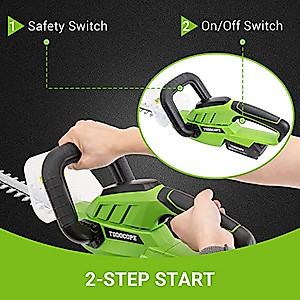 TODOCOPE 20V Cordless 23 Inch Quick Charge 2.0AH Battery Powered Hedge Trimmer, Dual-Action Blade, 5/8" Cutting Capacity & 5 lbs Lightweight Electric Bush Trimmer, Green, (TDC-CHT20)