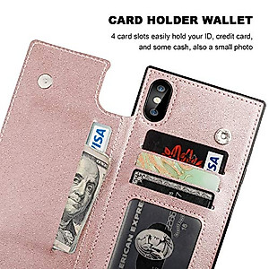 Bocasal Crossbody Wallet Case for iPhone Xs Max Credit Card Holder PU Leather Kickstand Shockproof Detachable Cross Body Strap Lanyard Magnetic Closure 6.5 inch(Rose Gold)