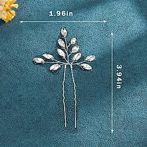 Heread Crystal Bride Wedding Hair Pins Rhinstones Bridal Hair Accessories Head Piece for Women and Girls (Pack of 3) (A Silver)