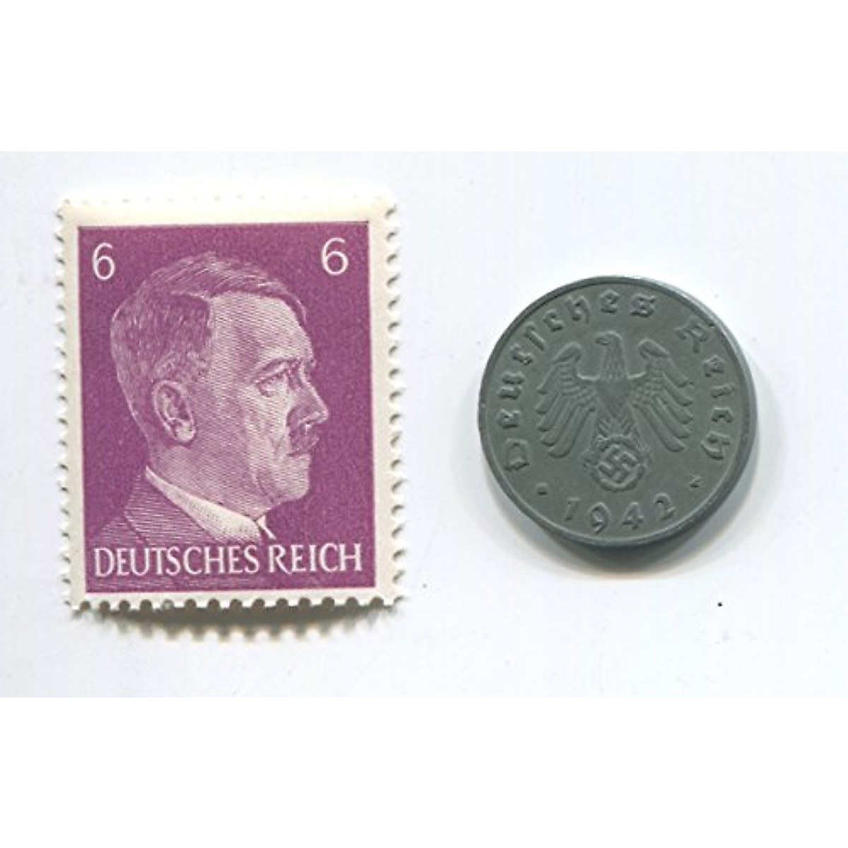 Hitler Rare Nazi Swastika 1 Reichspfennig German Coin World War Two WW2 with Purple Head Stamp MNH