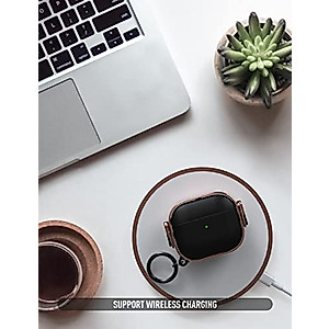 GuarzFun case for AirPods 3, AirPod 3 case with Secure Lock, Hybrid Material, Full Body Protective case Cover for AirPod 3rd Generation (Rose Golden + Black)