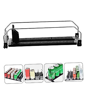 YARNOW Drink Manager Beverage Shelf Glide Bottle Can Organizer Pull Out Cabinet Shelf Plastic Organizer Vending Machine Plastic Cart Slide Out Drink Shelves Shelf Drink Pusher Black