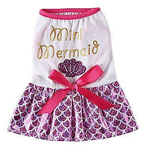MSNFOASM Pet Clothes Dog Cat Tutu Dress Skirt for Dog Girl Boy Xmas Pet Costumes for Christmas Thanksgiving Holiday(Pink Mermaid,M)