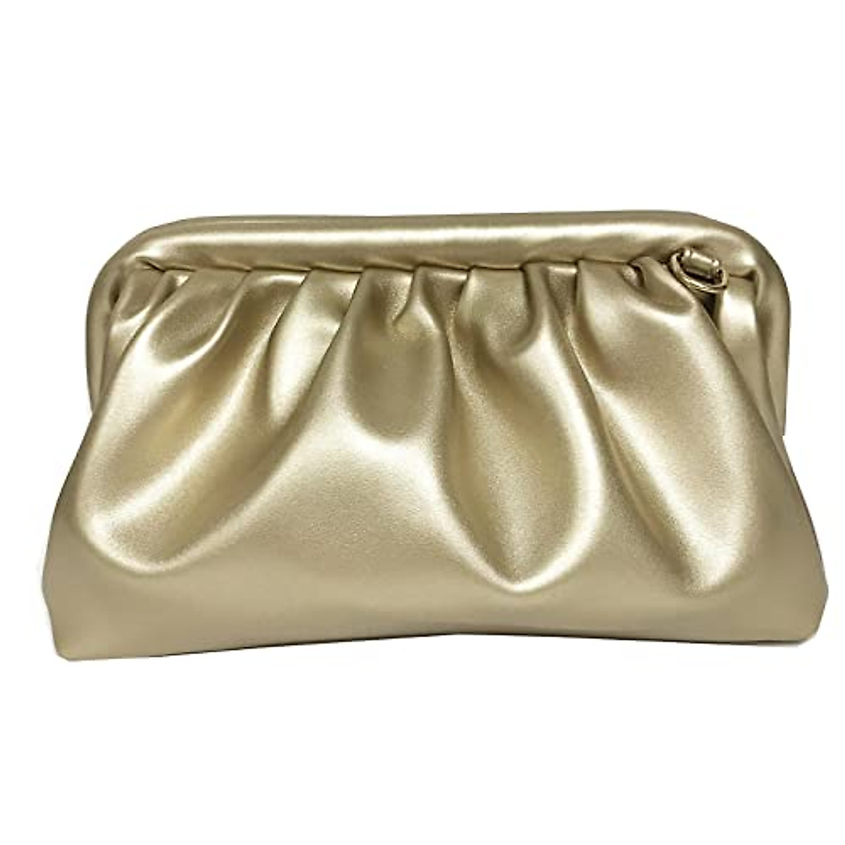 sioglam Classic Pleated PU Slouchy Clutch Cross Body Evening Bag with Detachable Chain Ruched Cloud bag for Women