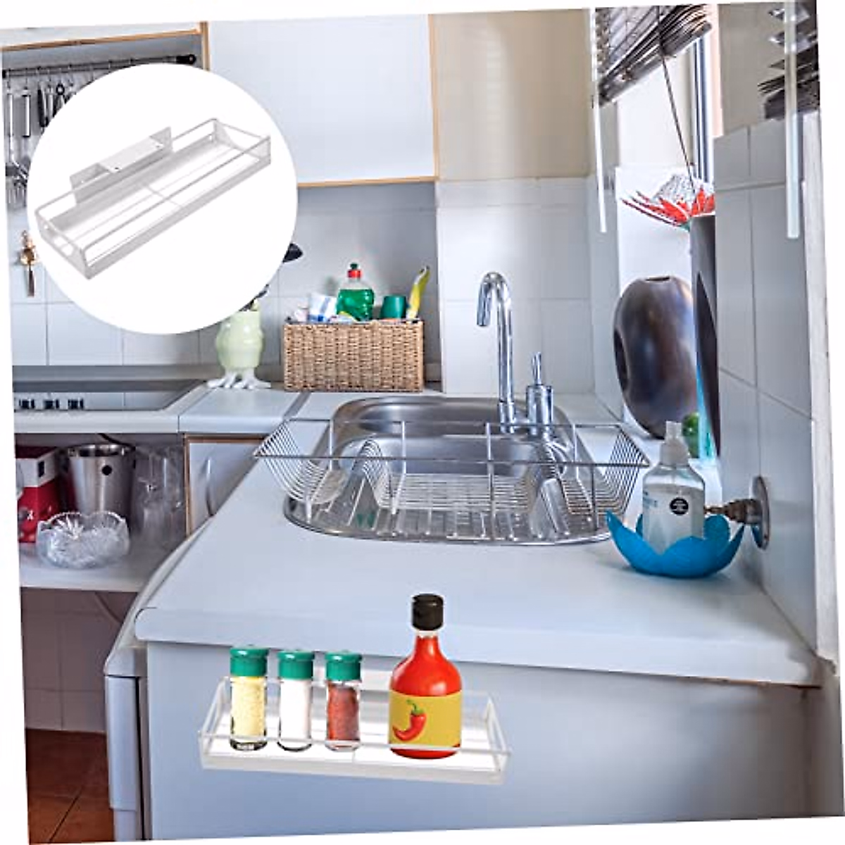 COLLBATH Storage Drawers Drawer Dividers Drawer Rack Carbon Steel White Slide Rail Household Storage Drawer Clear Shelves