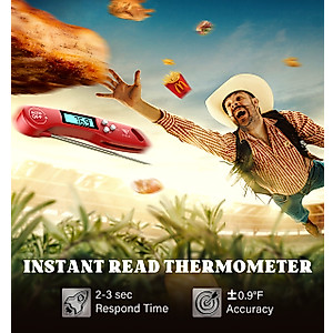 DOQAUS Digital Meat Thermometer, Instant Read Food Thermometer for Cooking, Kitchen Thermometer Probe with Backlit & Reversible Display, Cooking Thermometer Temperature for Turkey Grill BBQ Candy