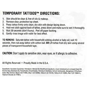 Sugar Skull Temporary Tattoo Rose Design (3 Tattoo Kits)