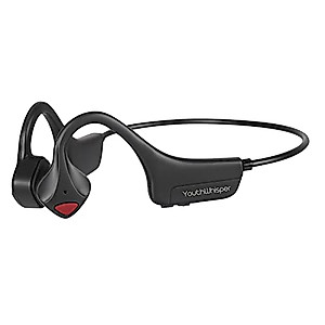 YouthWhisper Bone Conduction Headphones, Lightweight Wireless Bluetooth Sport Headset with Built-in Mic, Waterproof Open Ear Headphones for Sports (Red+Green+Black)