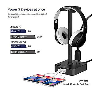 cozoo Holder Hanger with 3 USB Charger and 2 Outlets E-Sports Wireless Headset Neckband