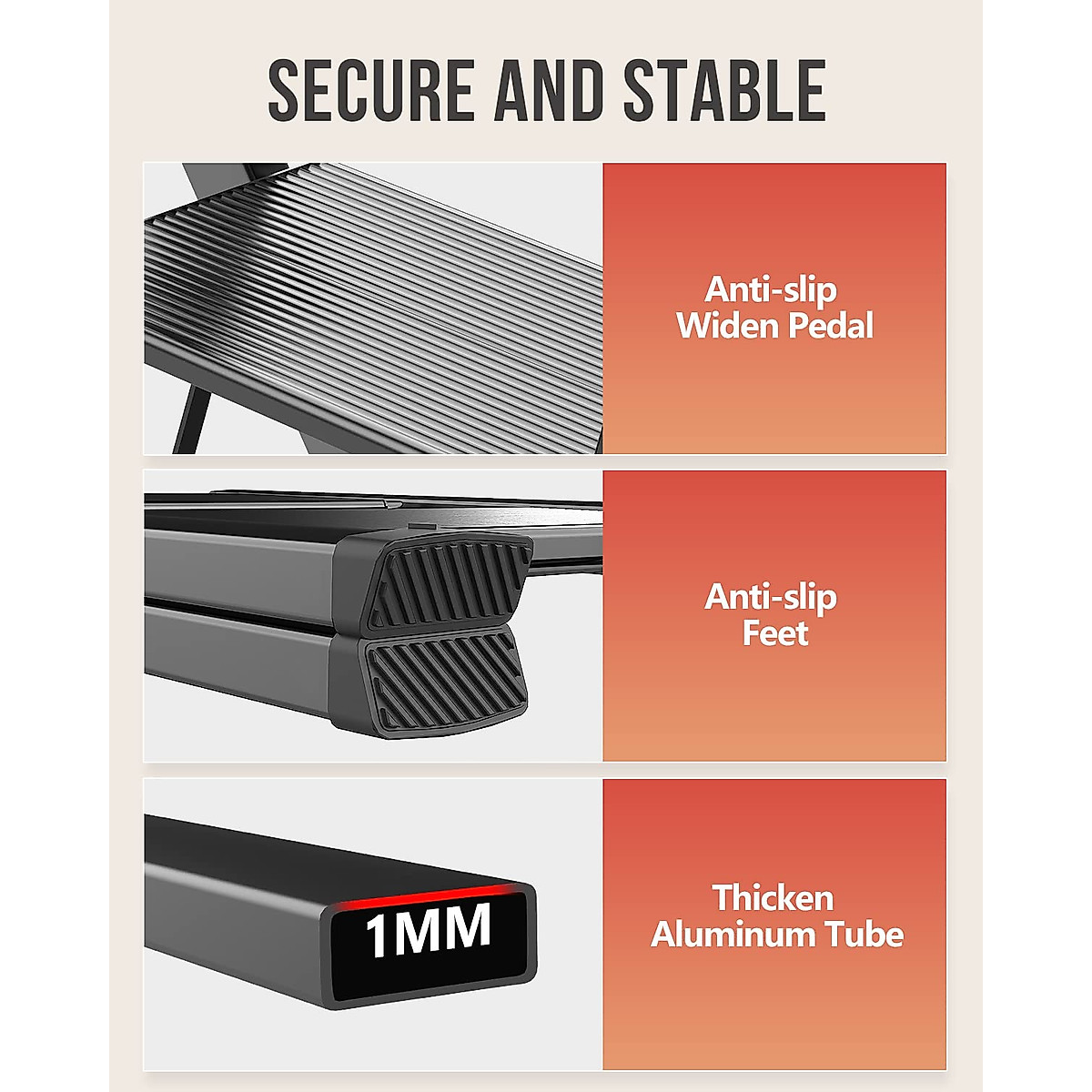 WOA WOA 3 Step Ladder, Foldable Step Stool, Aluminum Lightweight Ladder for Home Kitchen Closet, Anti-Slip Pedals, Ease of Folding, Portable, 300lbs Capacity - Black