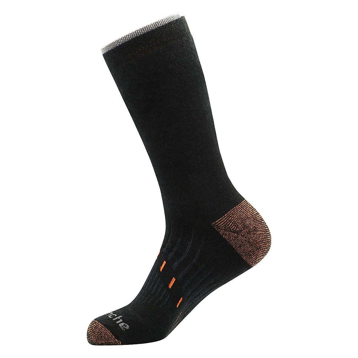 Avalanche Men's Odor Resistant Copper Wool Blend Crew Socks With Arch Support 2-Pack Black 10-13