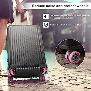KAGM Luggage Wheels Covers, 8 pcs Luggage Suitcase Wheels Covers for most 8-spinner Wheels Luggage Sets,luggage spinner Wheels Silicone case with Wear-resistant, Anti-noise(Pink)