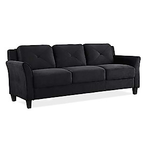 LifeStyle Solutions Grayson Love Seats, 57.87"x32"x32.68", Black & Lifestyle Solutions HRFKS3BK Grayson Sofa, 78.7" W x 31.5" D x 32.7" H, Black