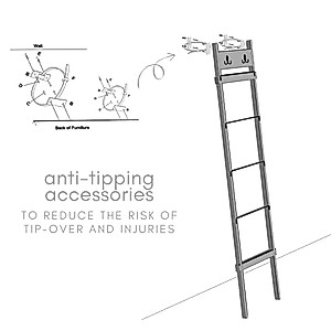 iltokk Wooden Blanket Ladder: 6ft Wall Leaning Blanket Ladder, Rustic Decorative Quilt Ladder, 4-Tier Farmhouse Blanket Ladder with 2 Hanging Hooks, for Bedroom, Brown