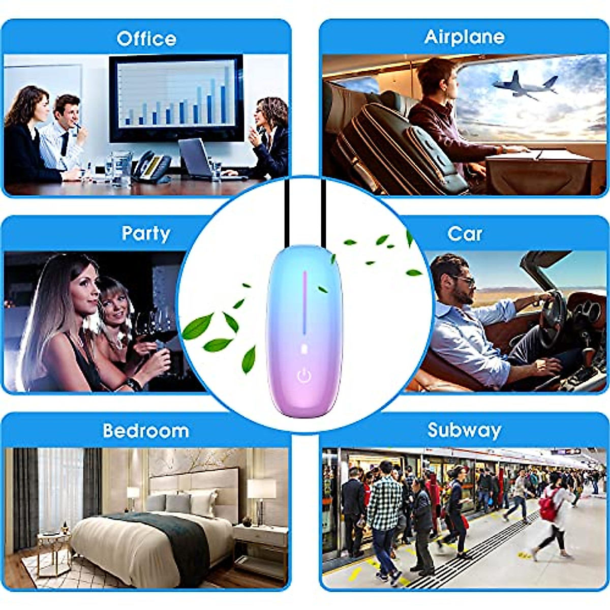 Personal Air Purifier, Timeage Wearable Air Purifier Necklace, Portable Mini Air Ionizer Eliminates Pollen,Smoke,Dust for Outdoor,Travel(Touch Panel)