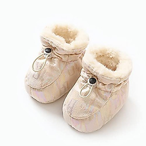 Baby Solid Color Toddler Cotton Shoes Fleece Warm Short Boots Shoes Fashion Printing Non Slip Breathable Nude Boots Boys Snow Boots Size 5 (A, 0-6 Months)