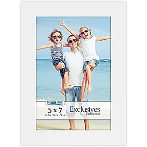 Icona Bay 5x7 White Picture Frame, Sturdy Wood Composite Photo Frame 5 x 7, Sleek Design, Table Top or Wall Mount, Exclusives Collection