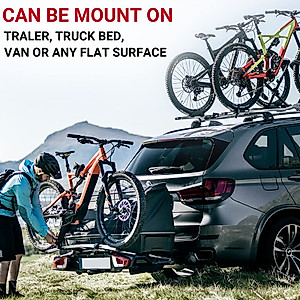 Partol Bike Block Fork Mount Universal Quick Release Fork Block Mounts Bike Rack Carrier Aluminum Alloy Bicycle Car Roof Mount Rack for Vehicles/Truck/Pickup/Trailer/Vans (Black, 2 Pack)