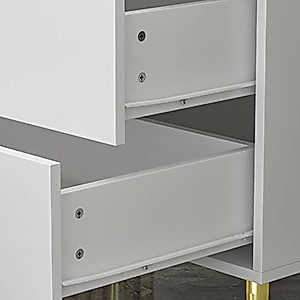 AIEGLE 5 Drawer Dresser, Chest of Drawers with Metal Legs, Wood Dresser Storage Chest Drawers for Bedroom, Living Room, White (27.4" W x 15.7" D x 45" H)