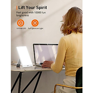 sympa Lamp, Sun Lamp with 10,000 Lux UV-Free, Lamp with Stepless Brightness, Sunlight Lamp with 3 Color Temperatures & 3 Timer, Happy Lamp with Rotatable Stand for Home Office