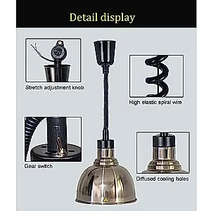 Buffet Heat Lamps, Food Heating Lamp, Lights Buffet Server Food Warmer Metal Chandelier Telescopic Metal Food Heat Light Hanging Chandelier Buffet Light for Home Kitchen Hotel