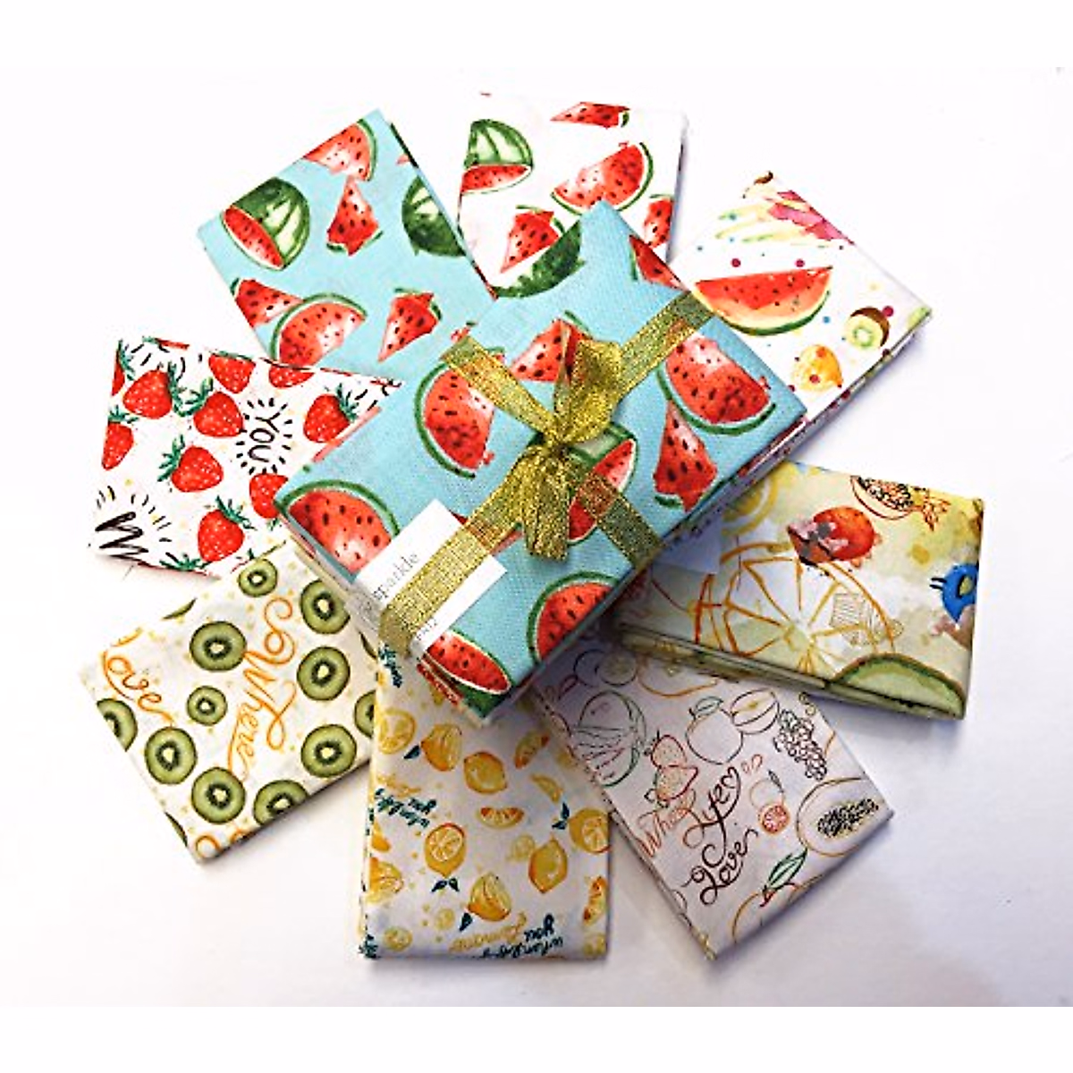 Stitch & Sparkle 8 pcs 18" by 21" Fat Quarter Bundle, Fruity, Quilt, Crafts, Sewing