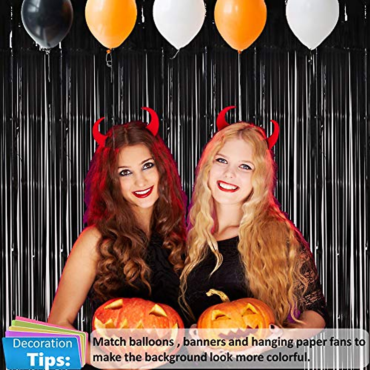 Moohome 4 Pack 3ft x 8ft Black Foil Fringe Curtain, Tinsel Door Fringe Backdrop Curtain for Birthday Wedding Engagement Graduation Celebration Bachelorette Party Decorations