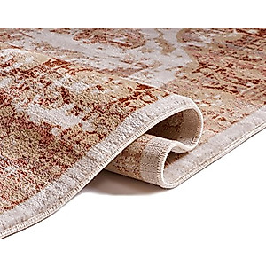 Well Woven Millie Tribal Copper Rust Medallion Area Rug 5x7 (5'3" x 7'3") Modern Distressed Oriental Plush Super Soft Carpet