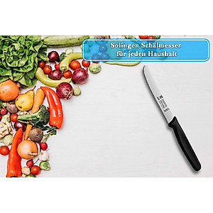 SMI - 2 Pcs Tomato Knife Serrated Black Paring Knife Steak Knife Solingen Knife Made in Germany