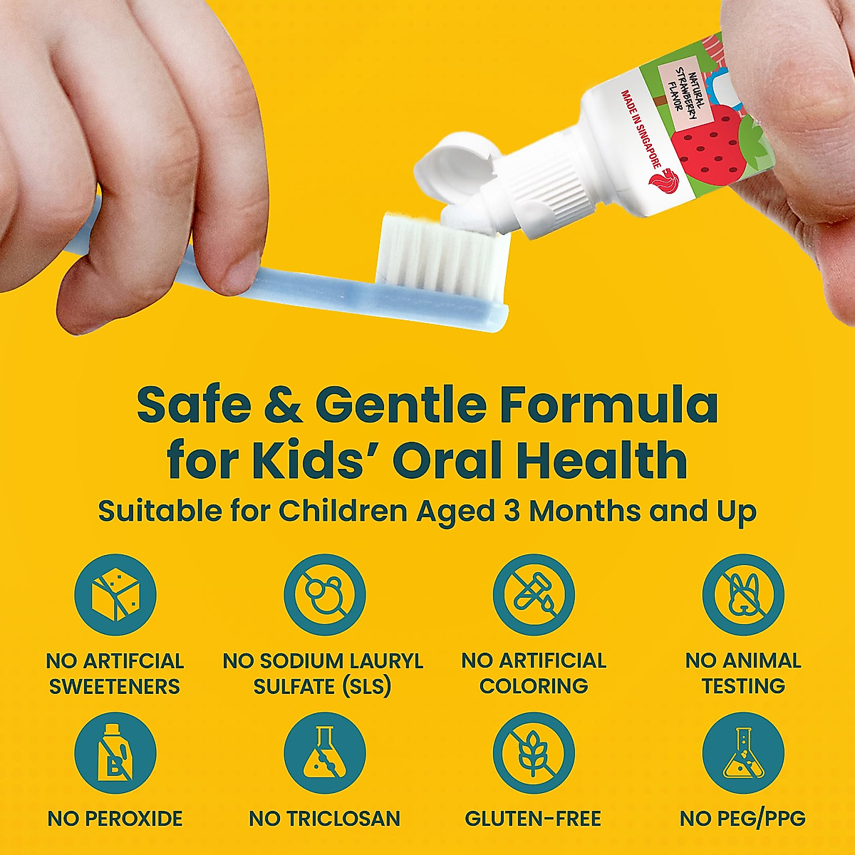 Pearlie White 99.78% Natural Fluoride Kids Toothpaste (1.58oz, 45gm) | Kids Toothpaste with Fluoride | Extra Gentle Enamel Safe Toothpaste for Kids | Low RDA | Natural Strawberry Flavor