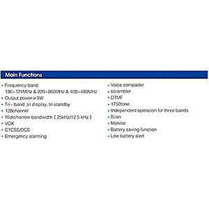 TYT TH-350 Tri-Band Radio 2 Meter, 1.25 Meter (220MHz), 70cm (440 MHz) Analog Radio with Tri-Band Antenna Ship from US only