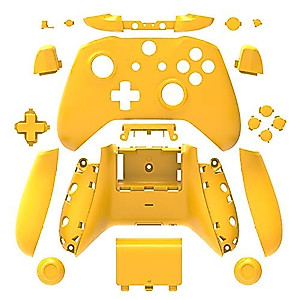 SN-RIGGOR Replacement Housing Full Shell Set Full Buttons Set Faceplates ABXY Buttons RB LB Bumpers for Xbox One S Slim Controller (3.5 mm Headphone Jack) S Controller Repair Parts (Yellow)