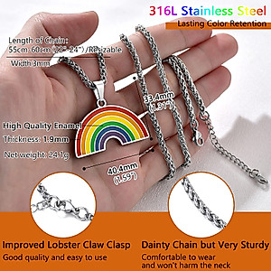 PROSTEEL Pride Month Accessories Lesbian Rainbow Necklace For Women Lgbtq Jewelry Stuff