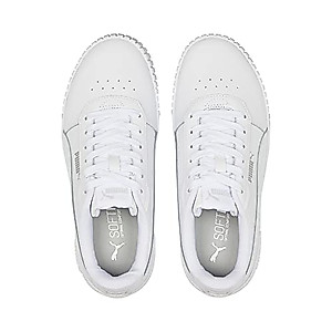 PUMA Womens Carina 2.0 Sneaker, PUMA Womens White-PUMA Womens White-PUMA Womens Silver, 10
