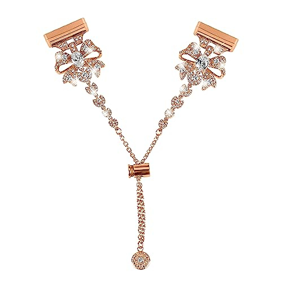 Metal Bands Compatible with Fitbit Versa 4 Smart Watch Band for Women,Blingbling Rhinestones Strap Replacement Butterfly-shaped Bracelet for Versa 4 Accessories (Rose gold)